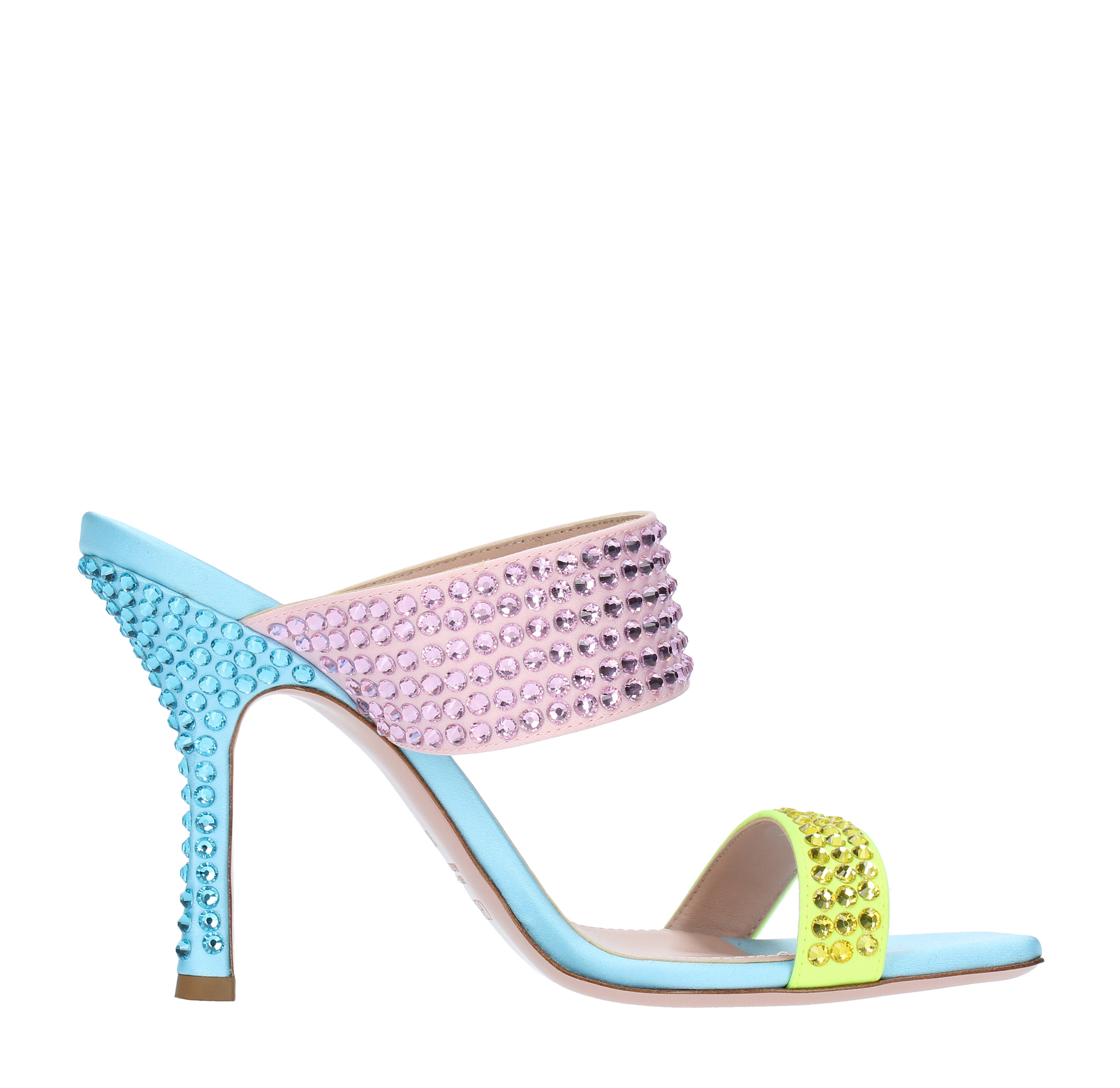 Mules modello HELENA in raso e strass - GEDEBE - Ginevra calzature